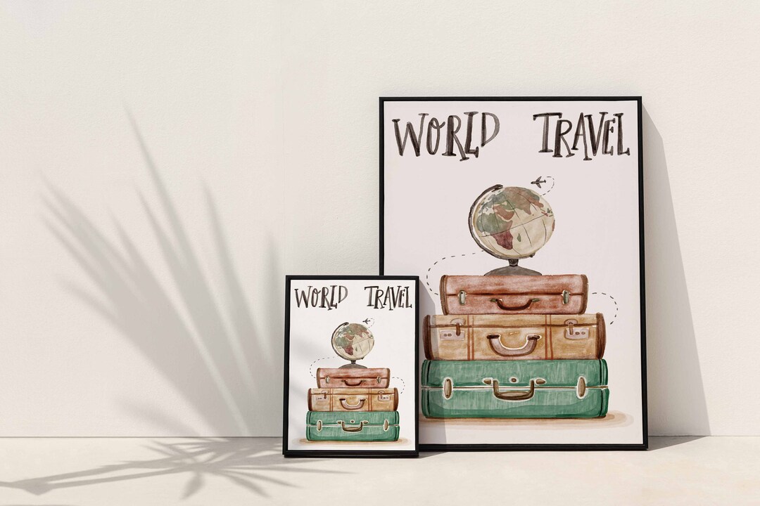 World Travel, Travel Poster, Printable Wall Art, Vintage Poster, Travel ...