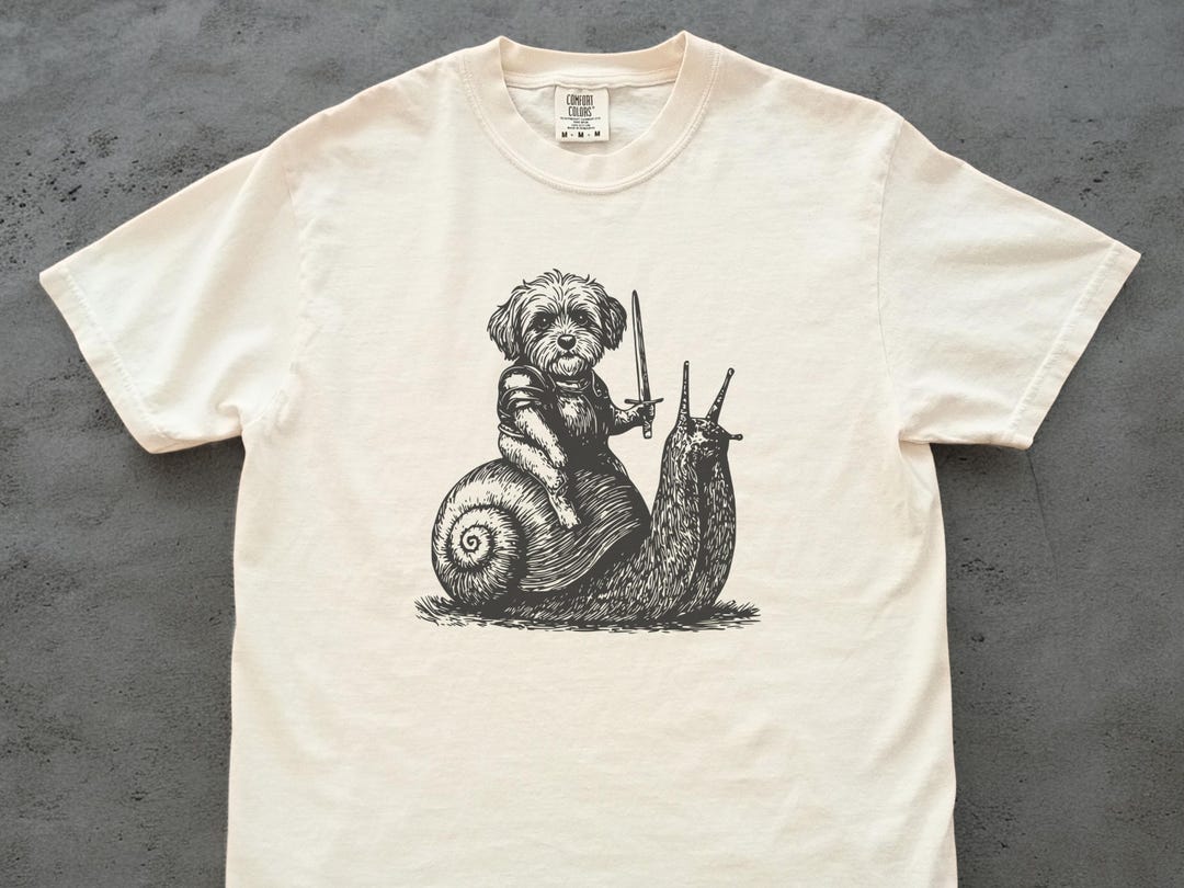 Medieval Maltipoo Knight Riding Snail T-shirt: Funny Dog Meme Art - Etsy