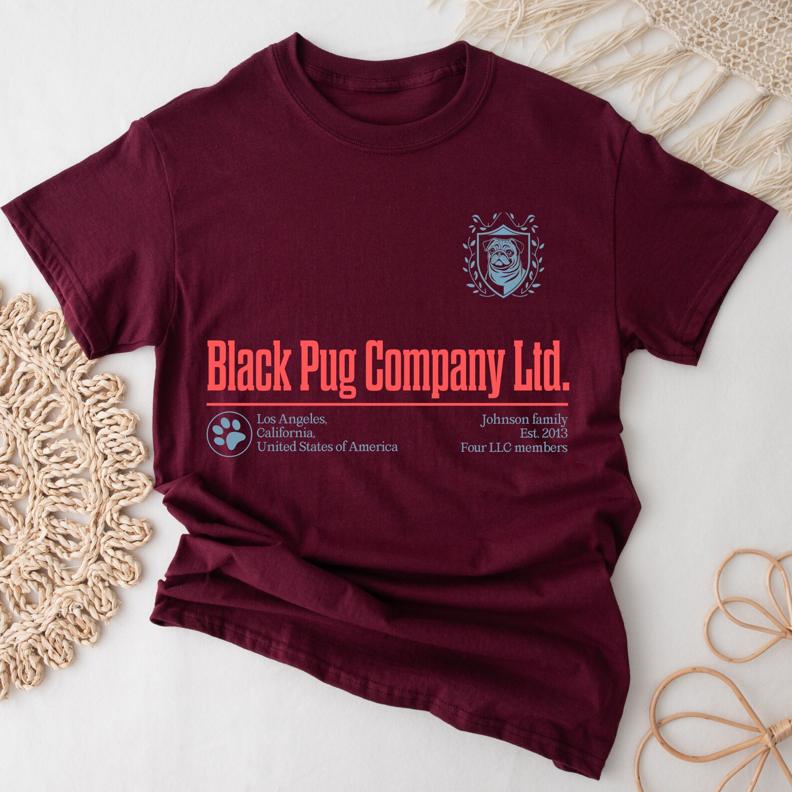 Custom Pug Shirt Black Pug Company Tee Pug Dog Social Club T Shirt ...