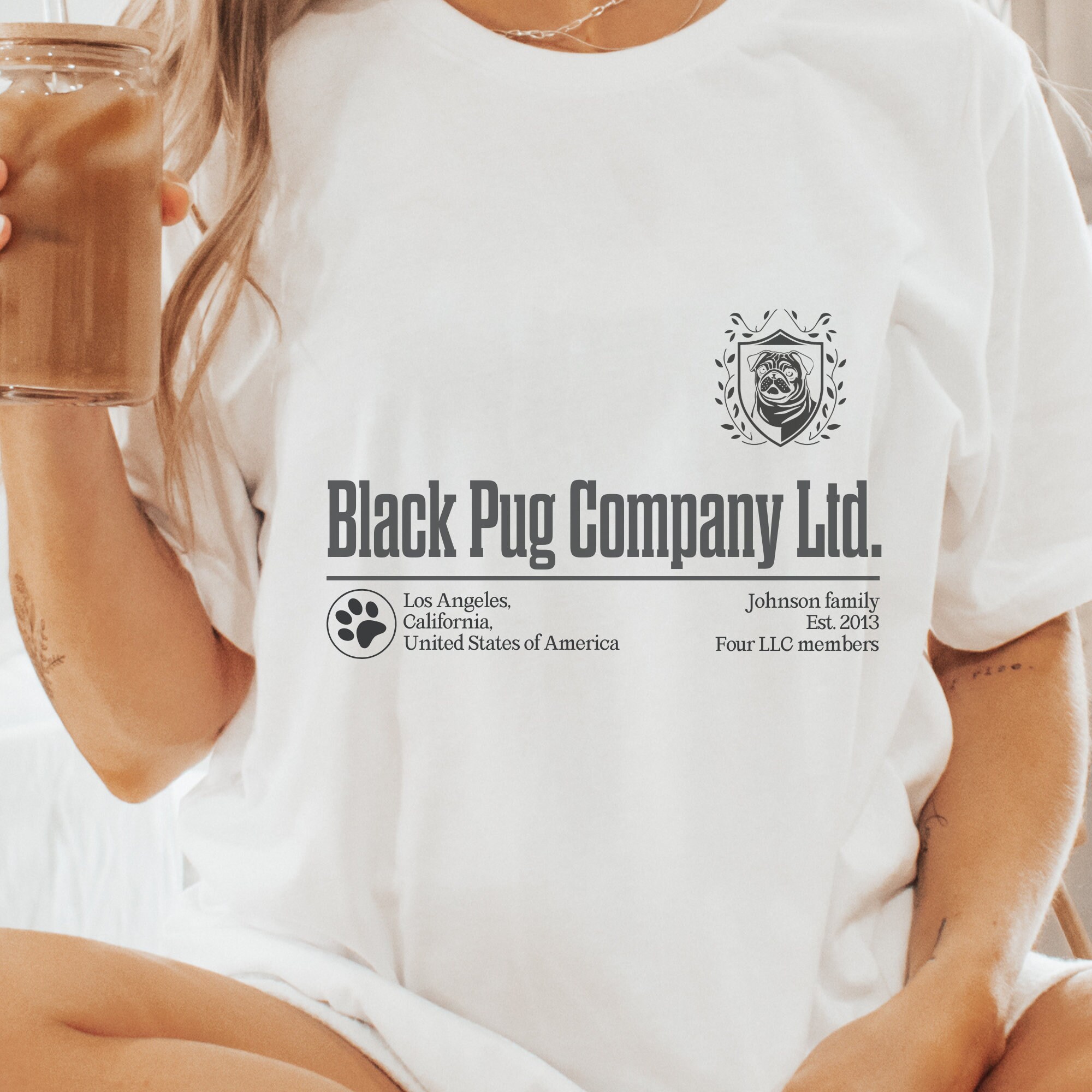 Custom Pug Shirt Black Pug Company Tee Pug Dog Social Club T Shirt ...