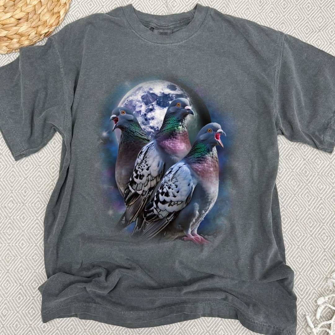 Three Pigeons Howling at Moon Shirt, Vintage Funny Pigeon Tee, Retro ...