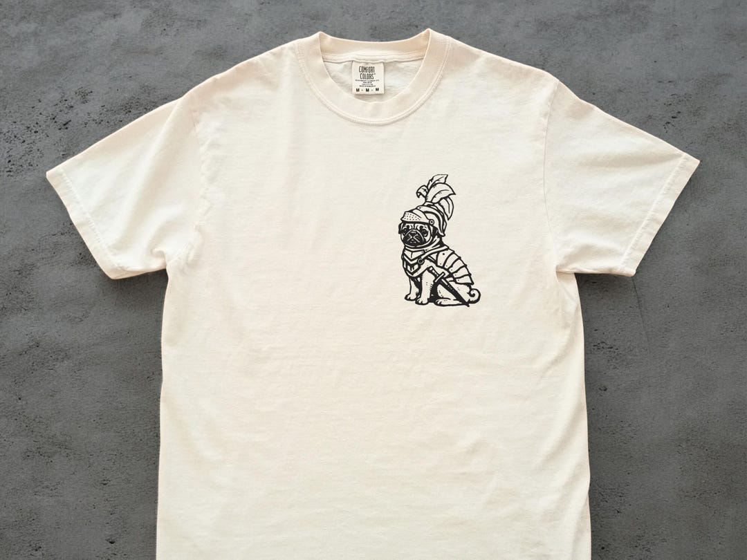 Pug Knight T-shirt – Funny Medieval Armor Pug Graphic, Vintage Fantasy ...
