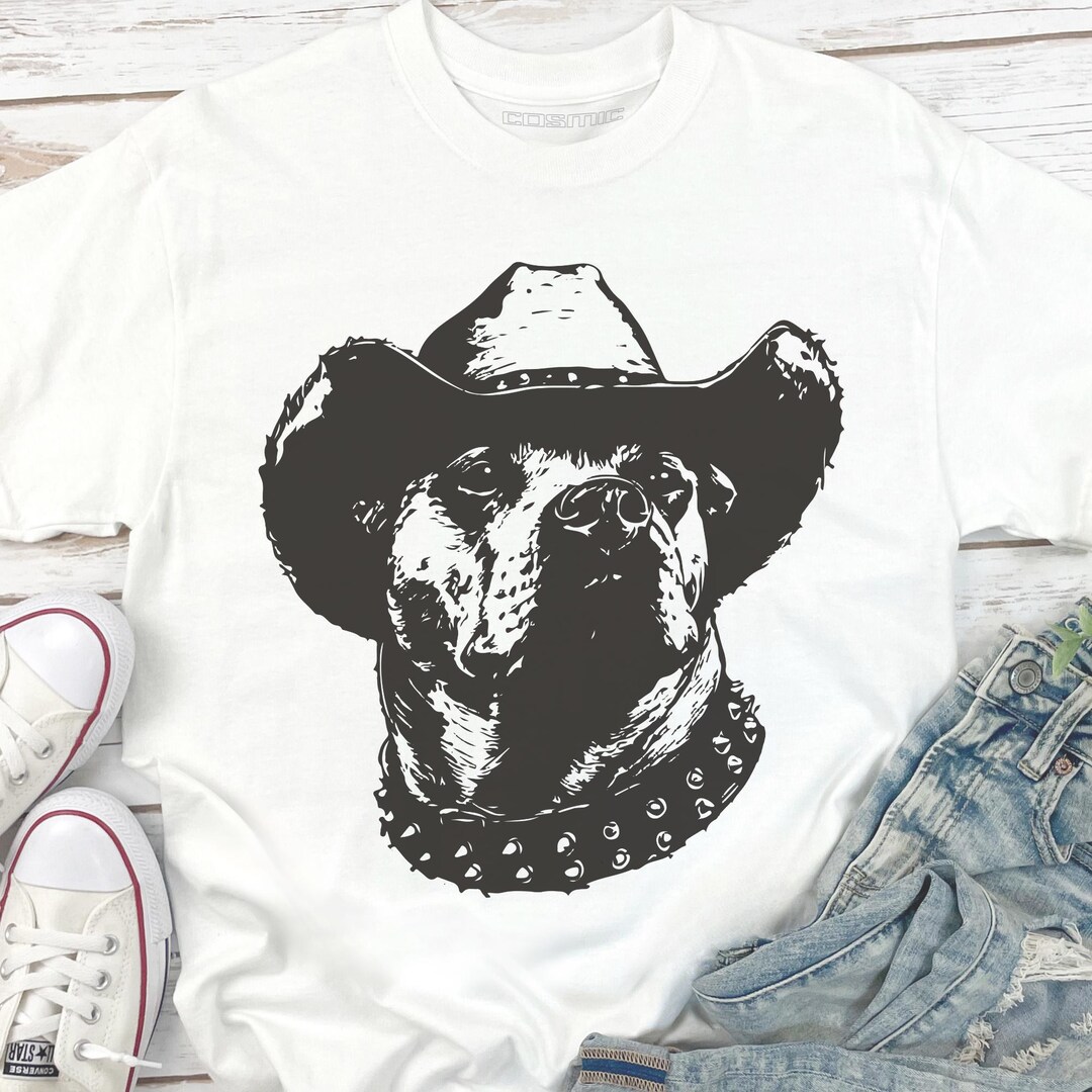 Cowboy Pitbull Shirt Fun Western Style Tee for Pitbull Lovers and ...