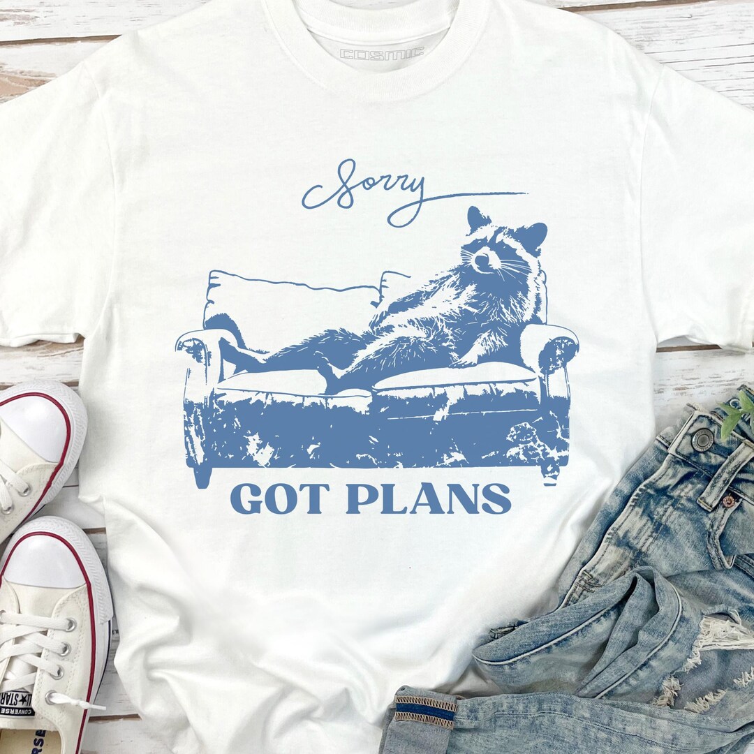Vintage Raccoon Shirt Sorry, Got Plans Relaxed Raccoon on Couch Funny ...