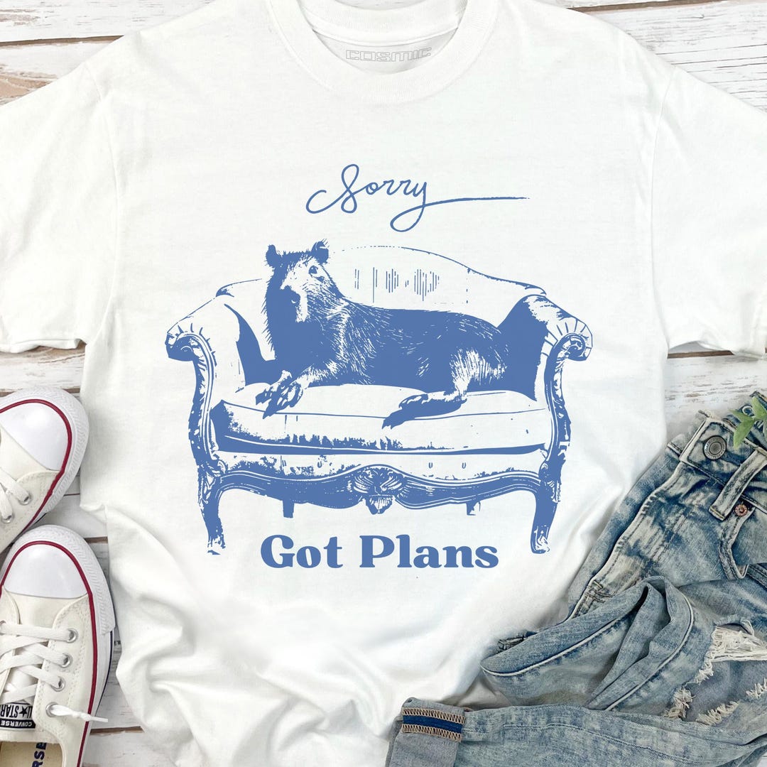 Vintage Capybara Shirt Sorry, Got Plans Relaxed Capybara on Couch Funny ...