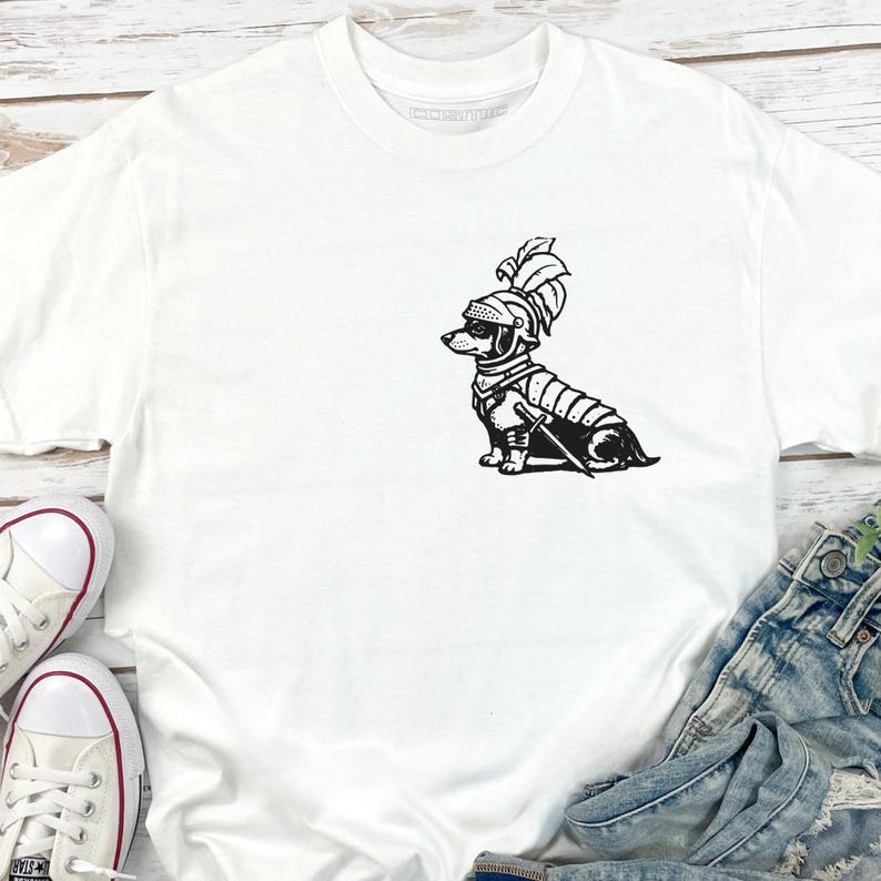 Dachshund Knight T-shirt – Funny Medieval Doxie in Armor Tee, Weenie ...