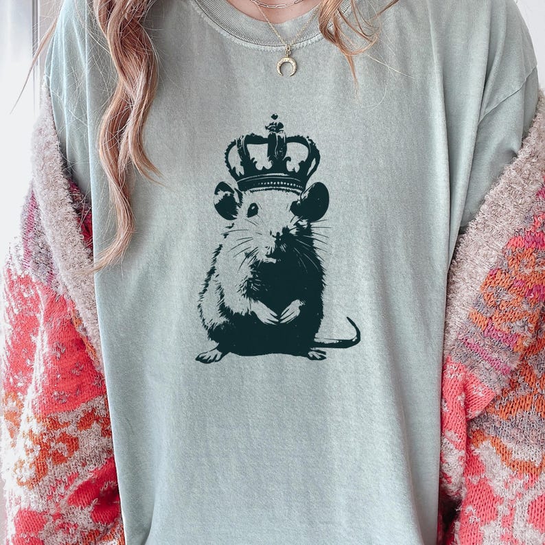 Rat King Shirt Crown Mouse Tee Comfort Colors Teal - Funny Rat Gift Rat ...