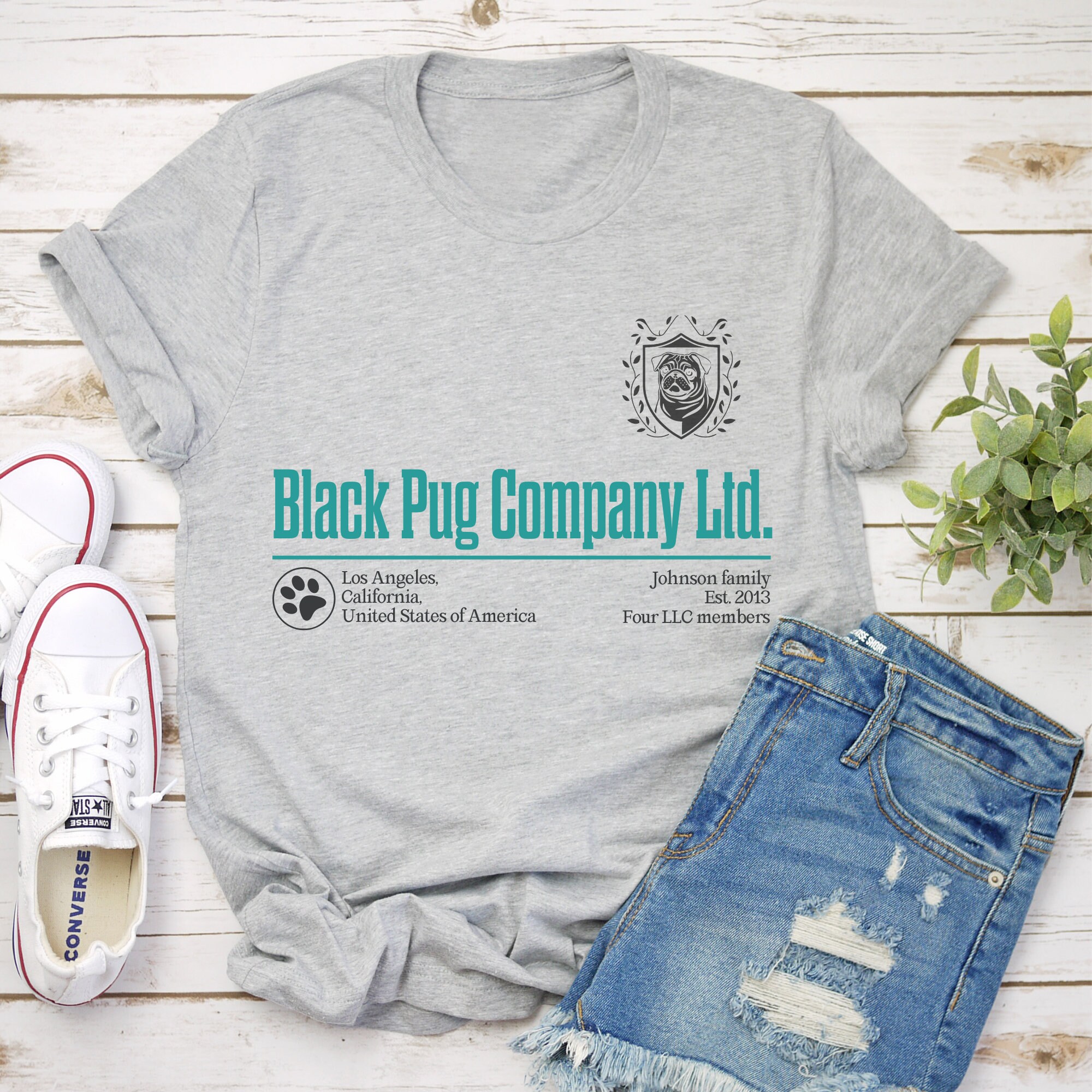 Custom Pug Shirt Black Pug Company Tee Pug Dog Social Club T Shirt ...