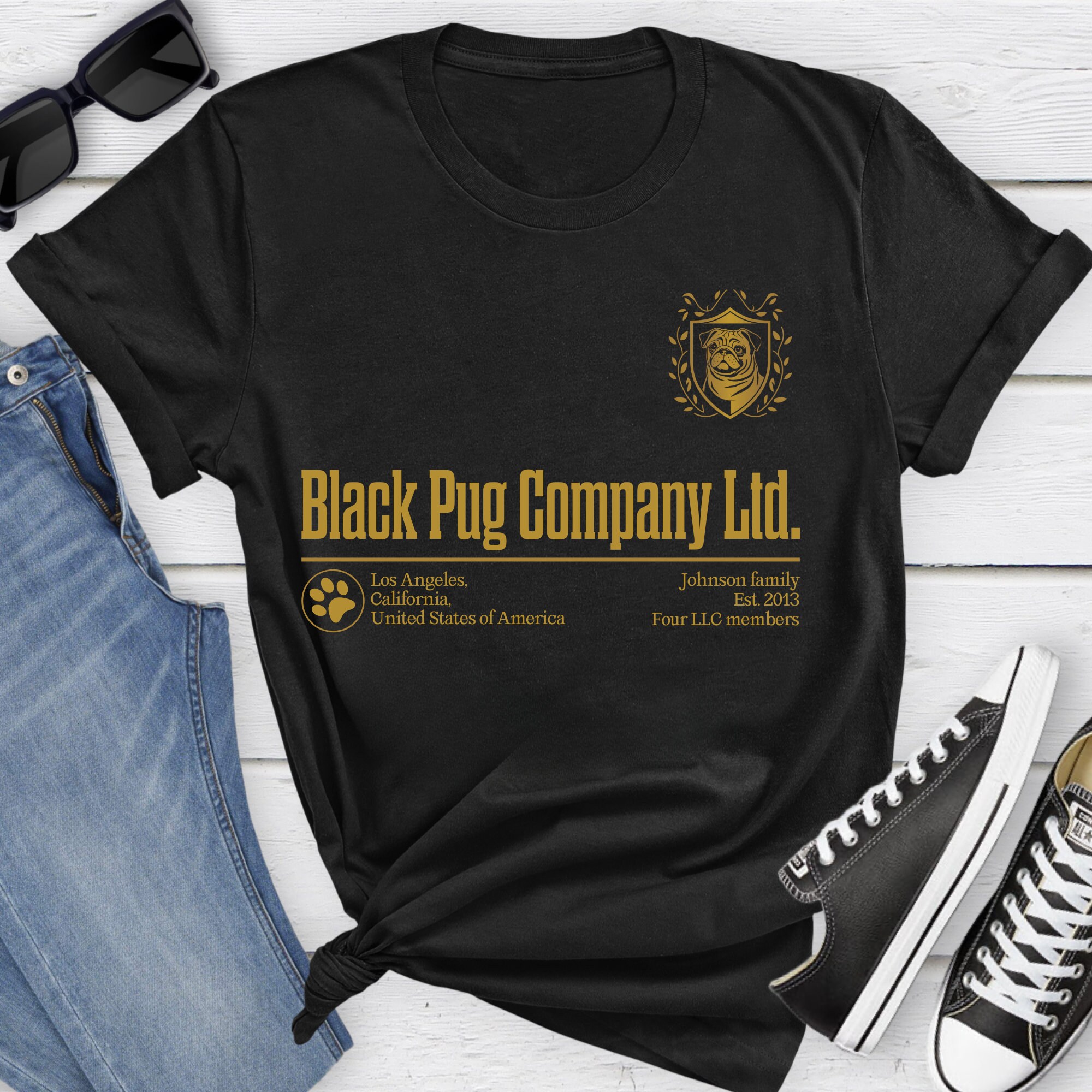 Custom Pug Shirt Black Pug Company Tee Pug Dog Social Club T Shirt ...