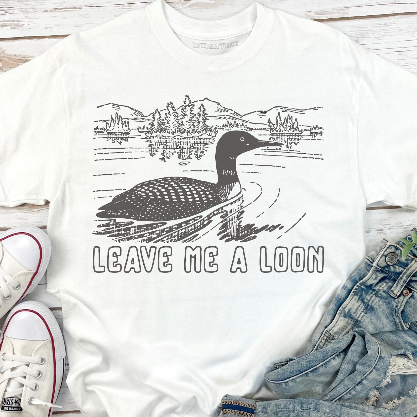 Loon Bird Pun Shirt – Funny Leave Me A Loon Nature Tee for Introverts ...