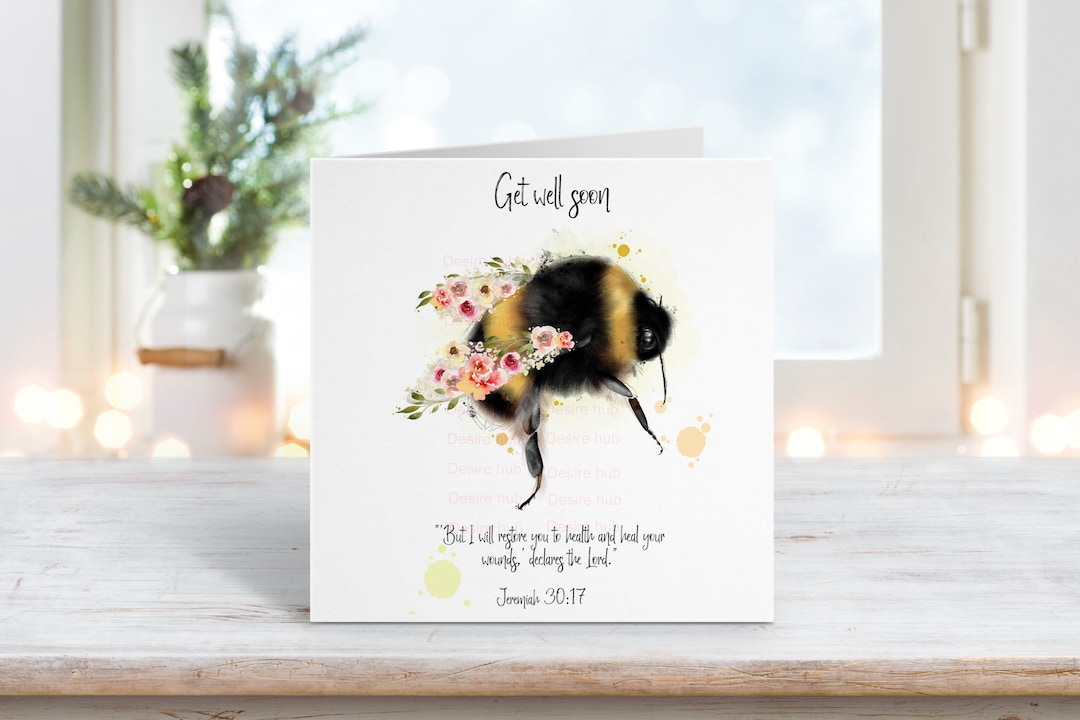 Christian Get Well Soon Card - Get Well -bumble Bee Design - Bible ...