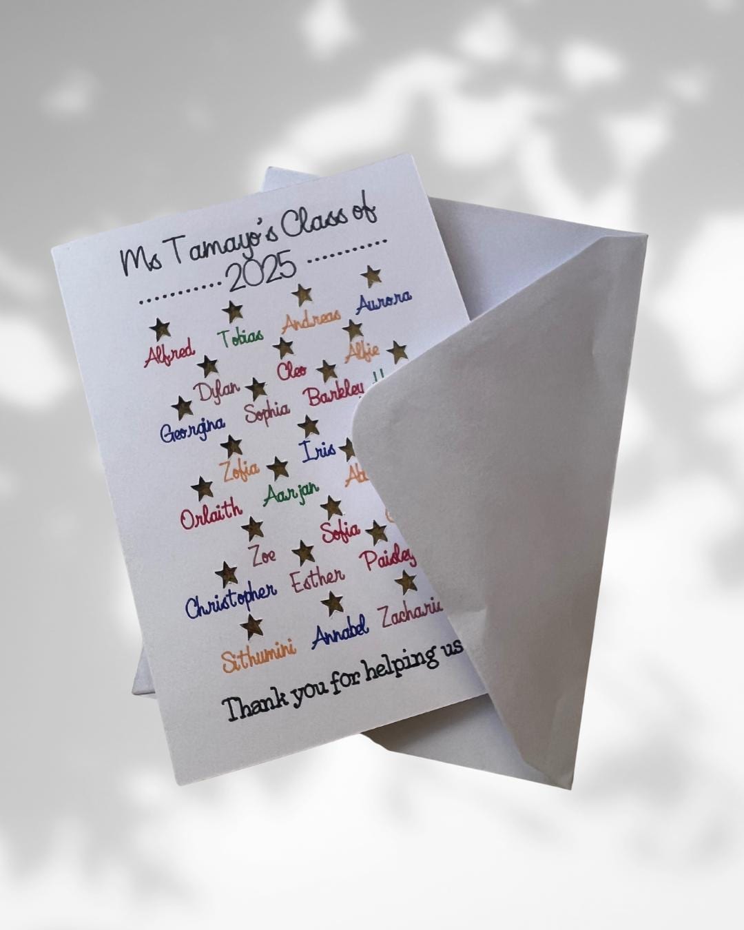 Personalised Teacher Thank You Card: Class Names, Handmade A5 Card - Etsy