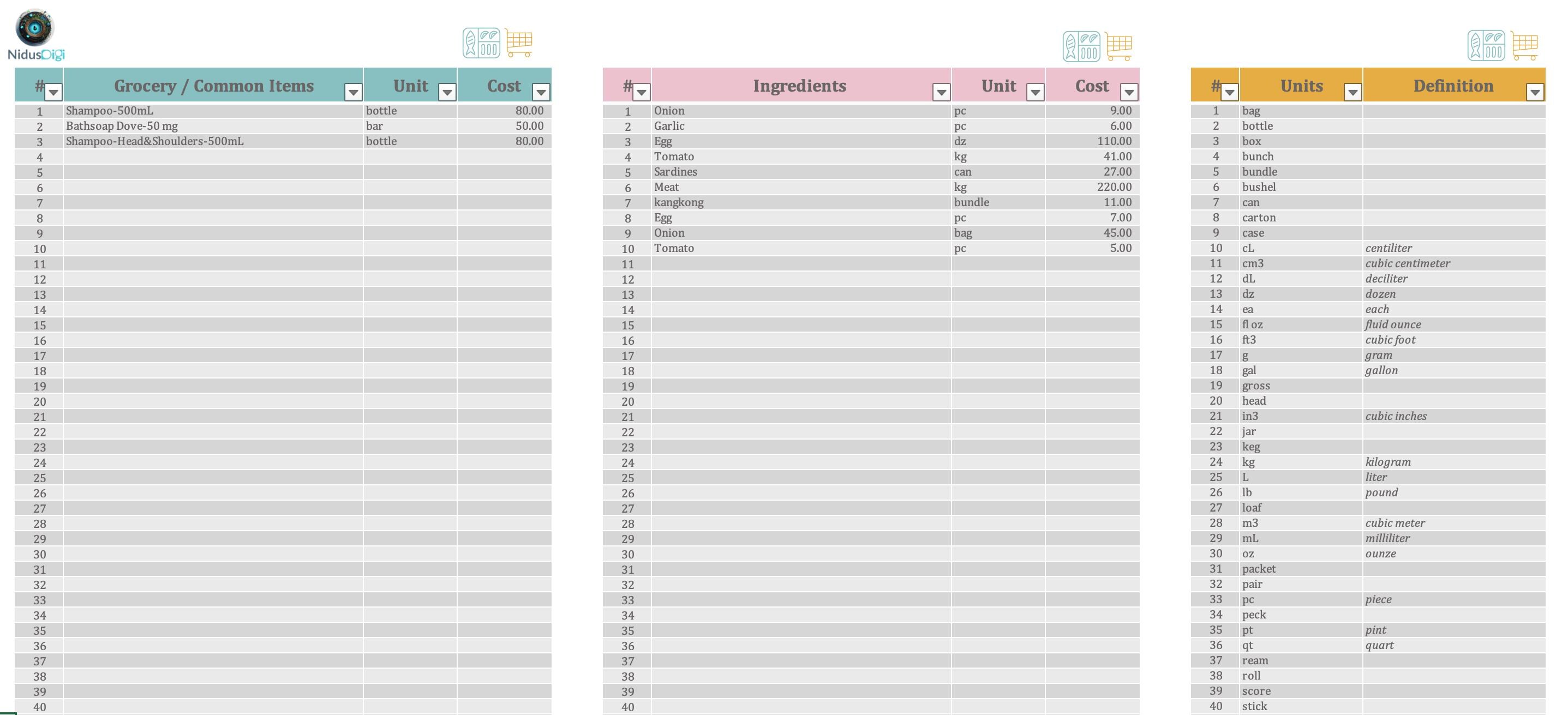 Monthly Meal Planner & Shopping List Pack - Etsy