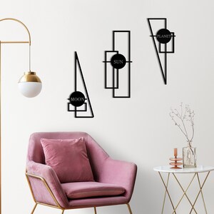 Metal Wall Decor, Set of 3 Metal Planet Home Decor, Metal Triangle Wall ...