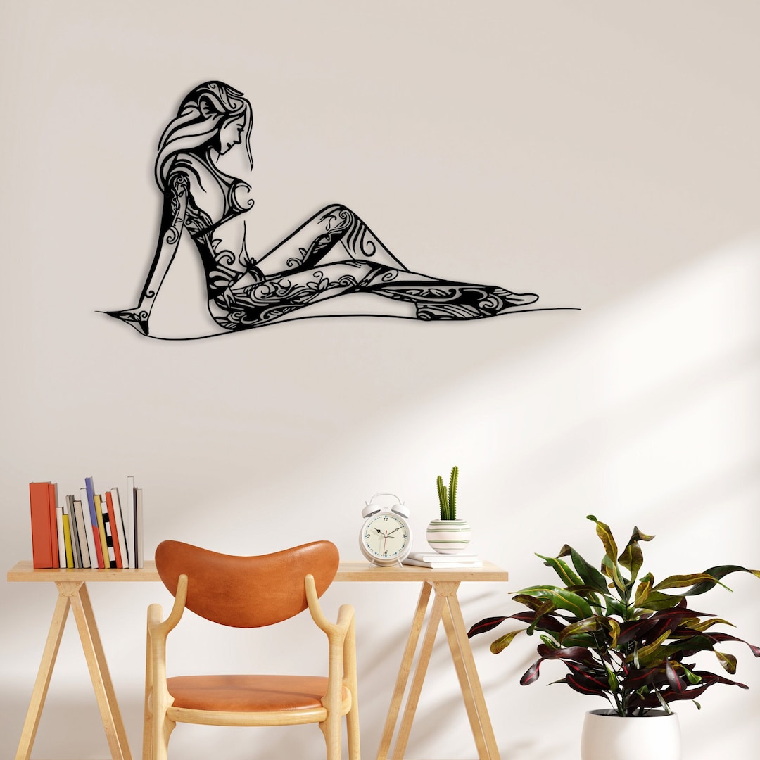 Line Wall Art, Metal Woman Wall Decor, Home Decoratian Women, Metal ...