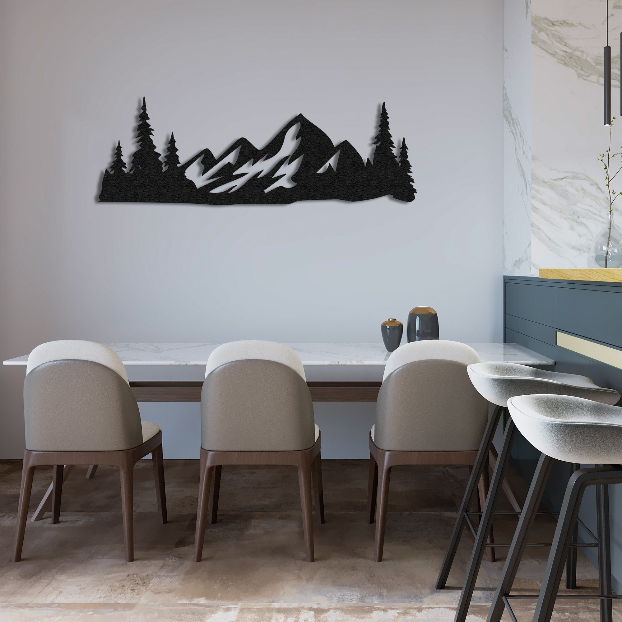 Nature Mountain Metal Wall Art Mountain Forest Metal Wall - Etsy