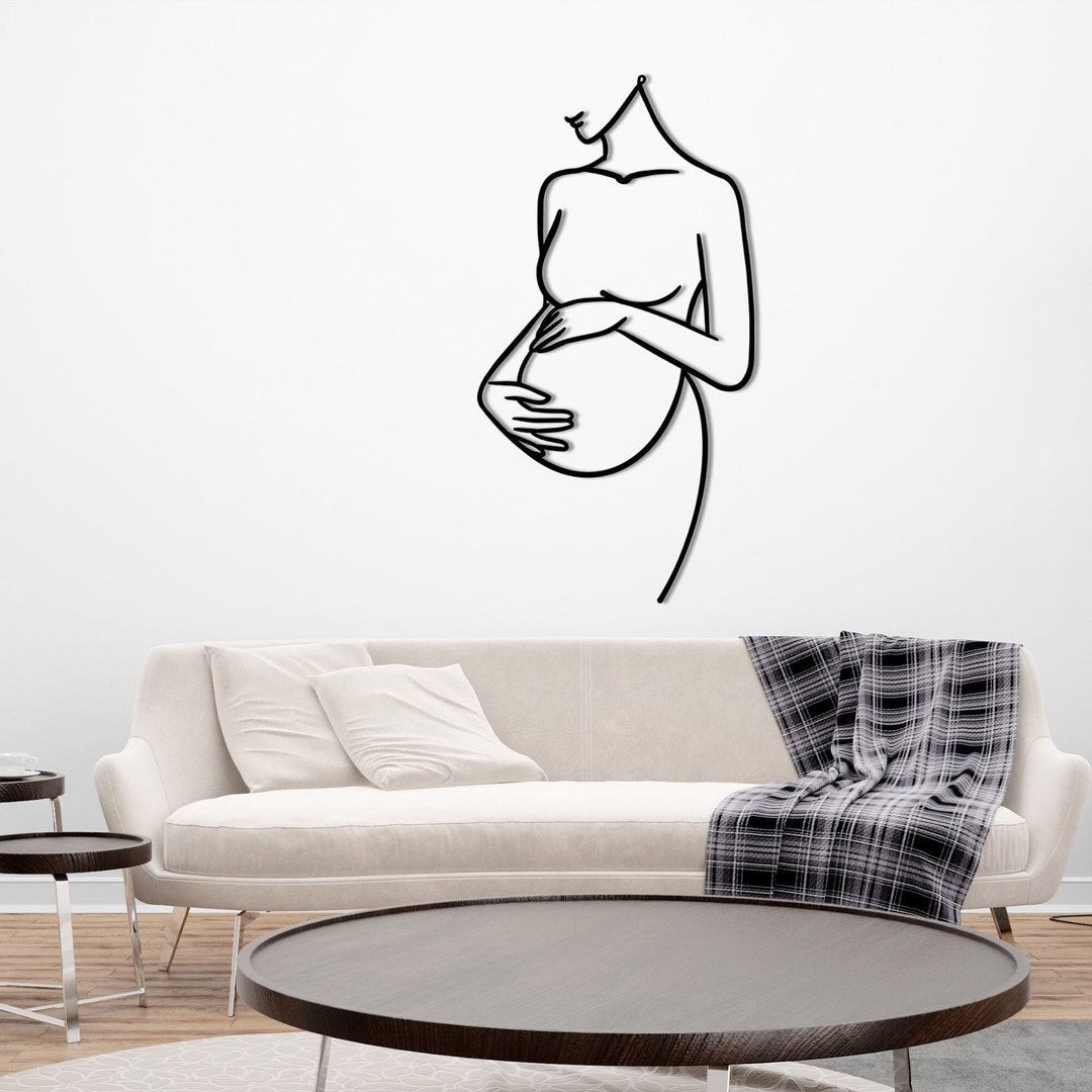 Metal Pregnant Woman Wall Decor, Line Wall Art, Minimalist Home Decor ...