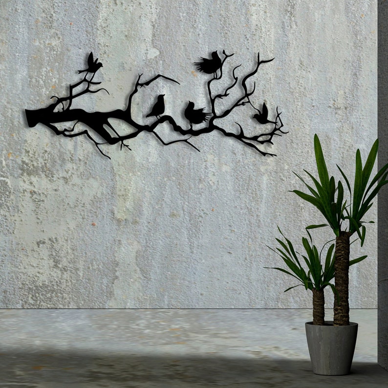 Metal Wall Decor, Metal Birds Wall Art, Birds on Branch, Birds Metal ...