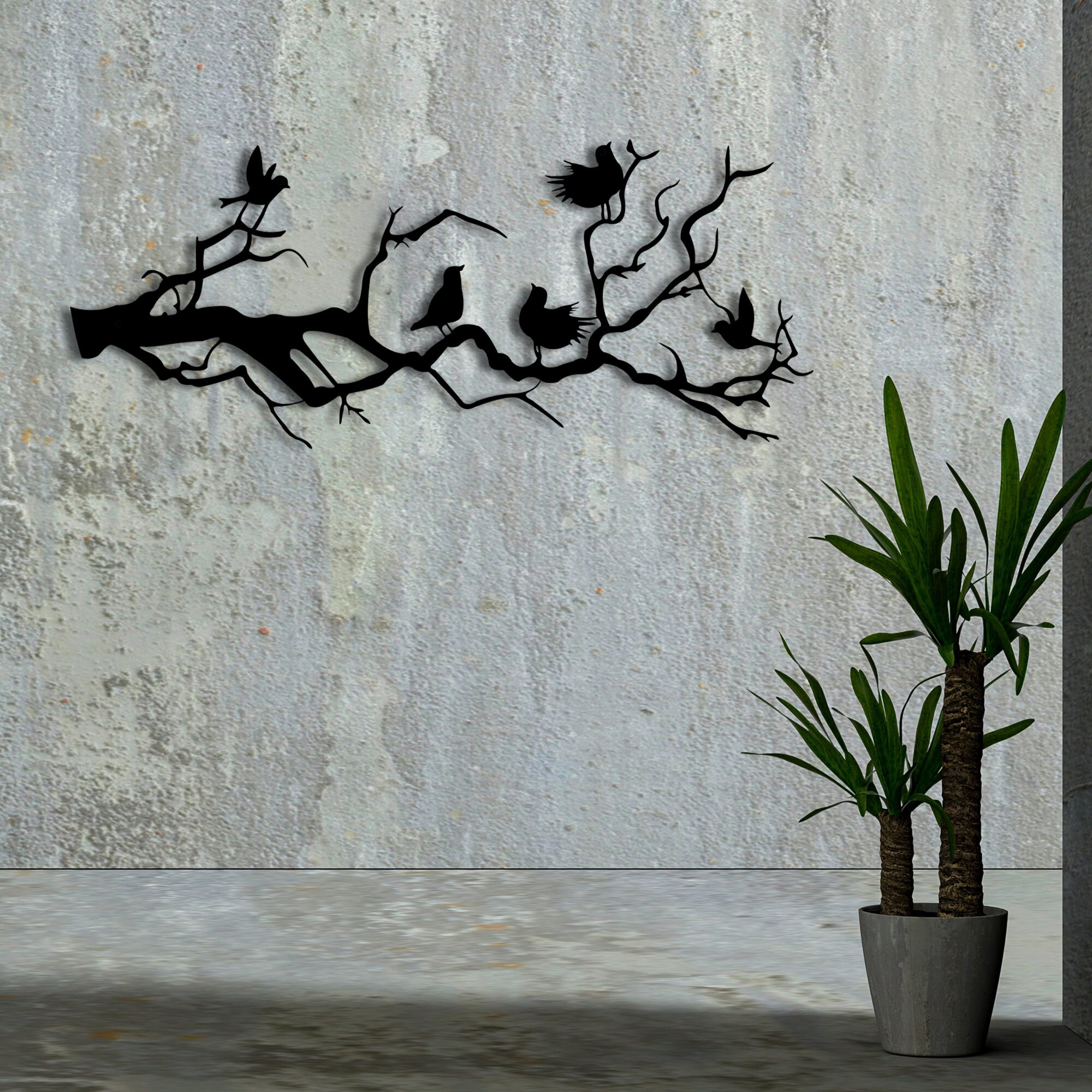 Metal Wall Decor, Metal Birds Wall Art, Birds on Branch, Birds Metal ...