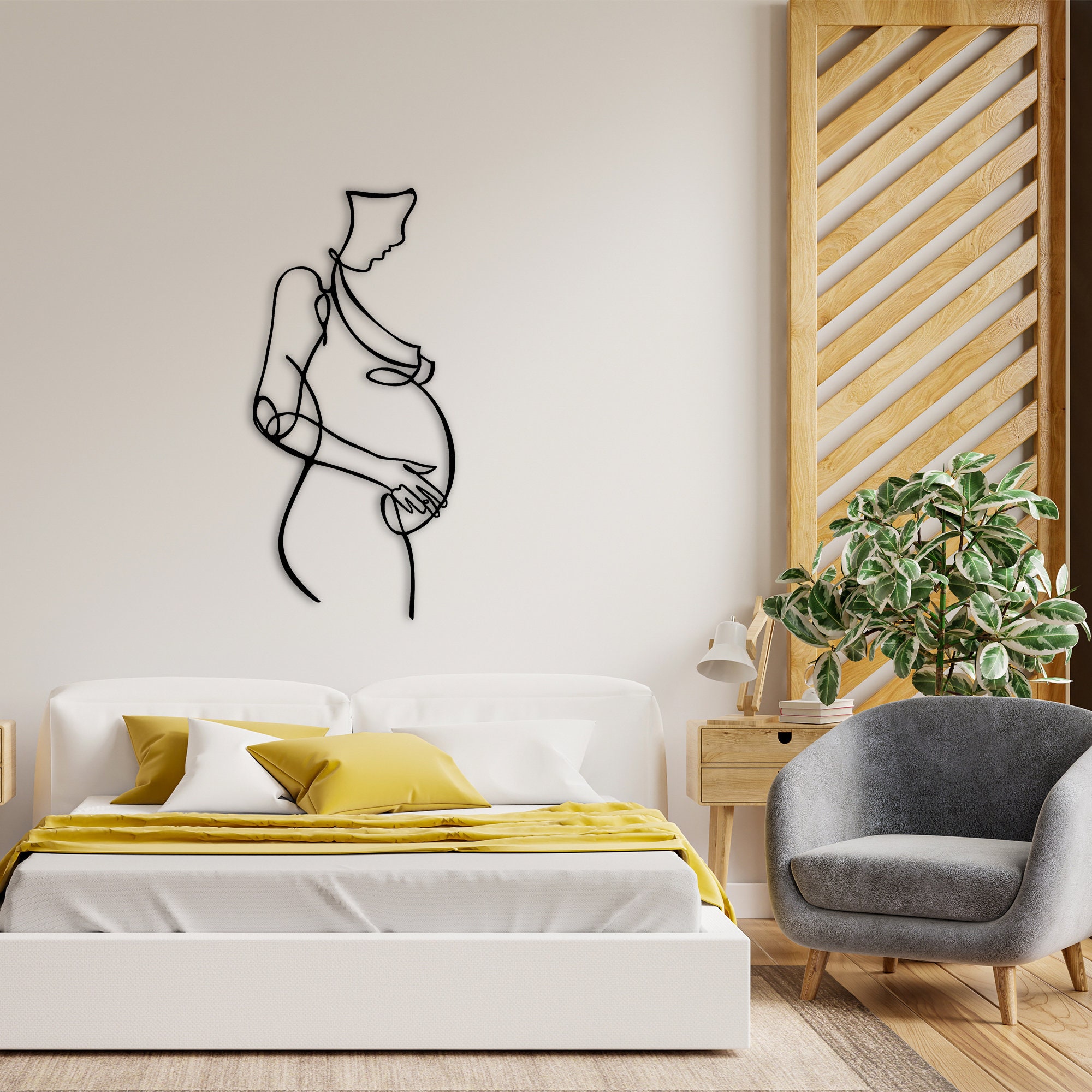 Pregnant Woman Metal Wall Decor Pregnant Woman Line Art - Etsy