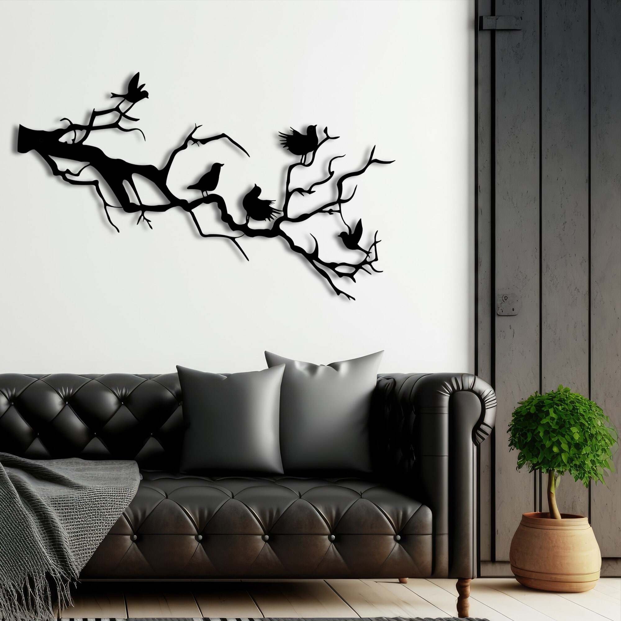 Metal Wall Decor, Metal Birds Wall Art, Birds on Branch, Birds Metal ...