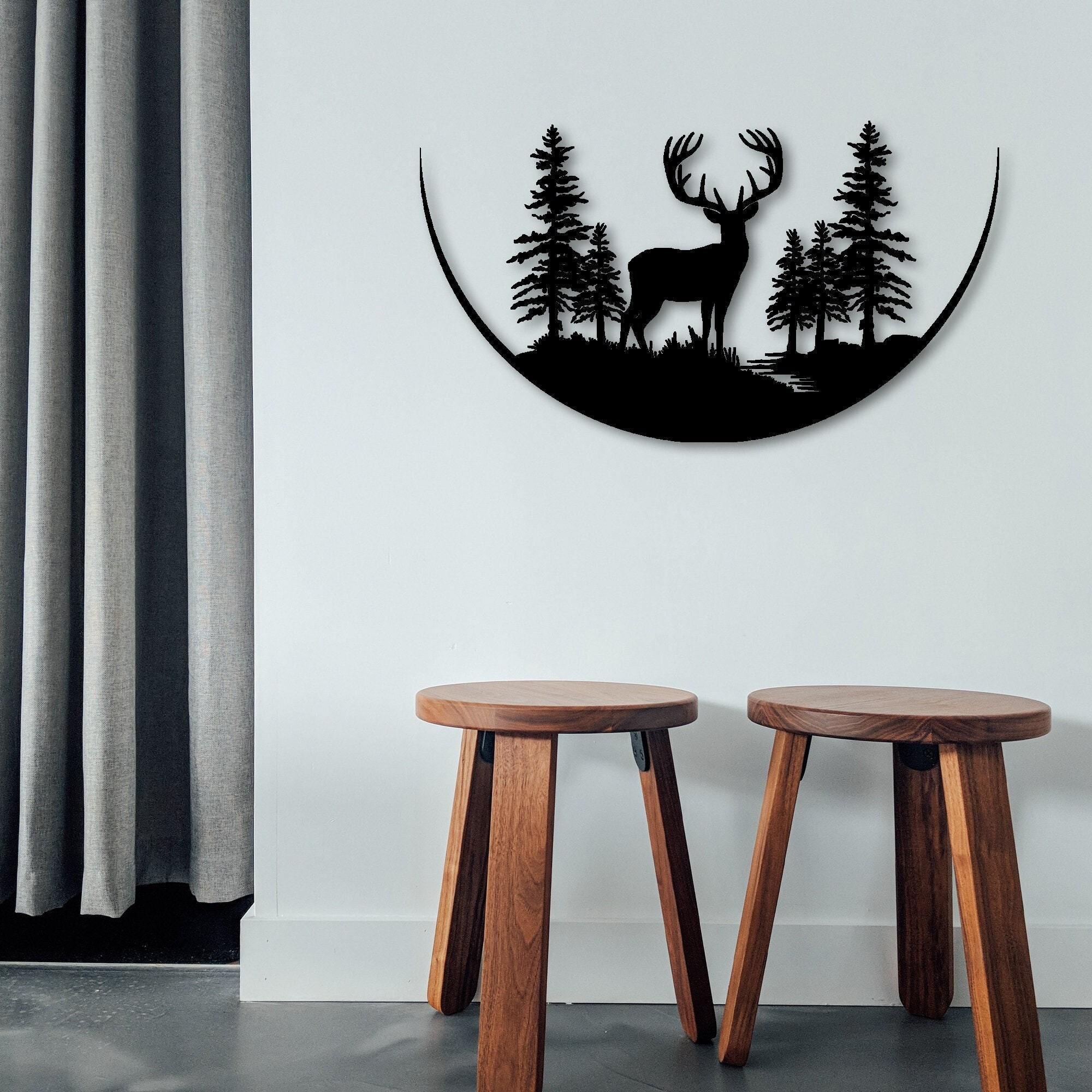 Metal Wall Decor, Deers Metal Wall Art, Deers and Forest Metal Wall ...