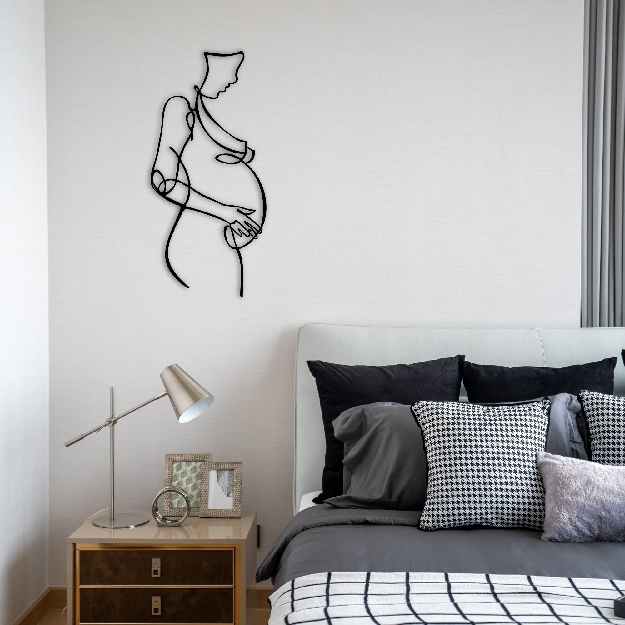 Pregnant Woman Metal Wall Decor Pregnant Woman Line Art - Etsy