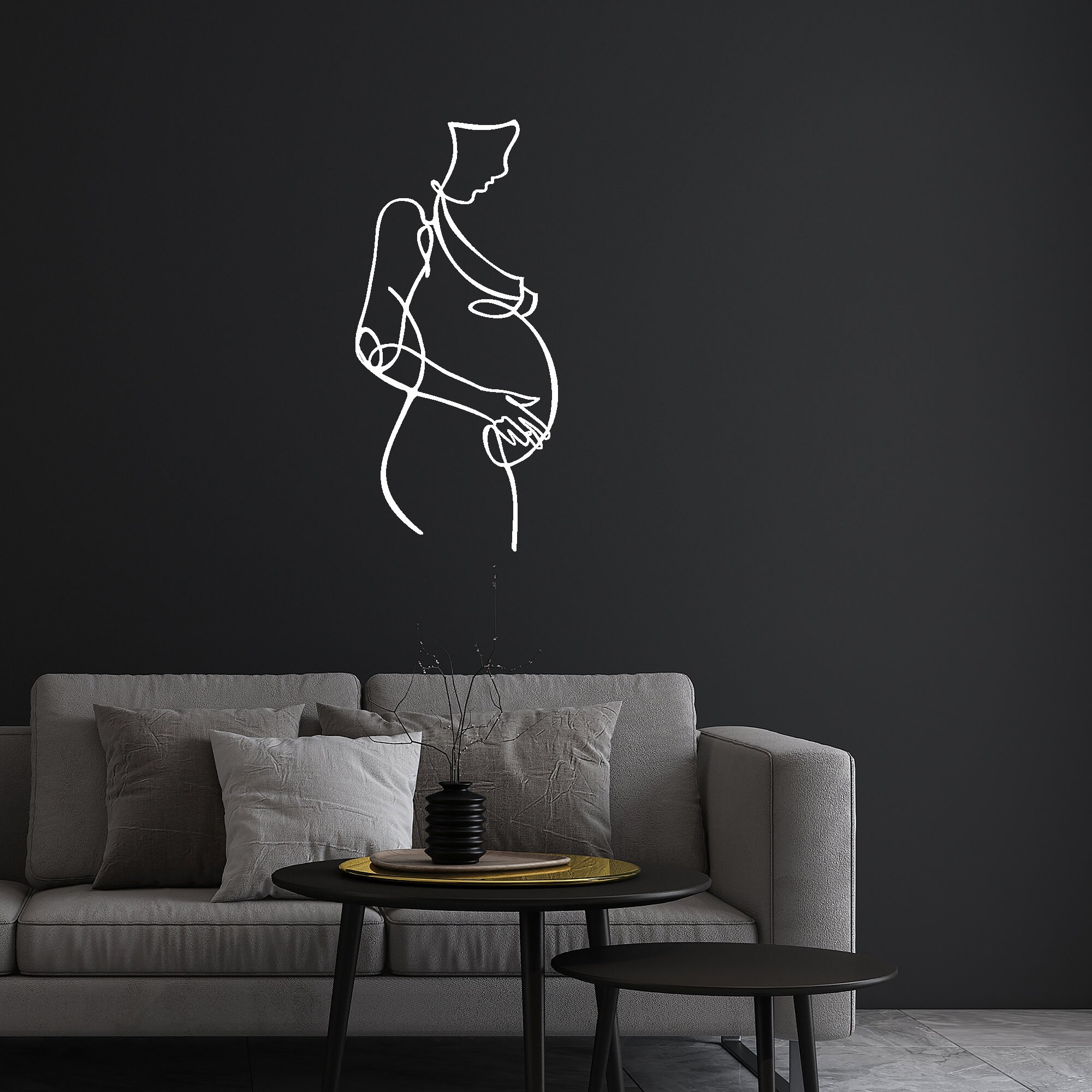 Pregnant Woman Metal Wall Decor Pregnant Woman Line Art - Etsy