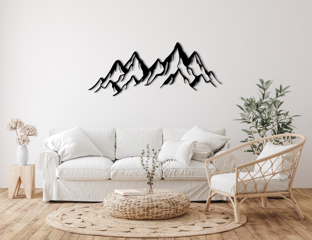 Metal Wall Decor, Metal Mountain Wall Decor, Mountain Home Decor, Line ...