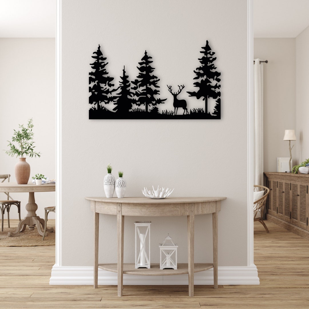 Metal Forest Wall Decor, Forest and Deer Wall Decor, Forest Wall Art ...