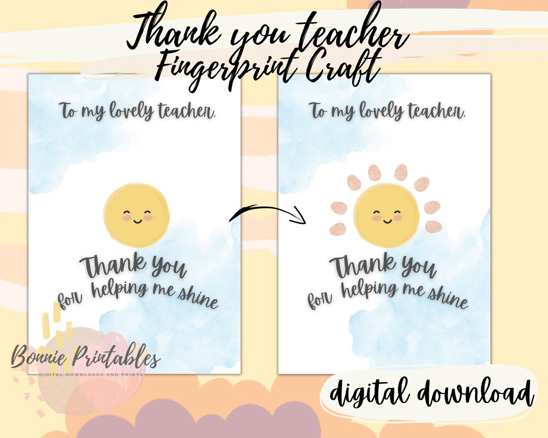 Thank You for Helping Me Shine Handprint Kids Craft DIY Best - Etsy