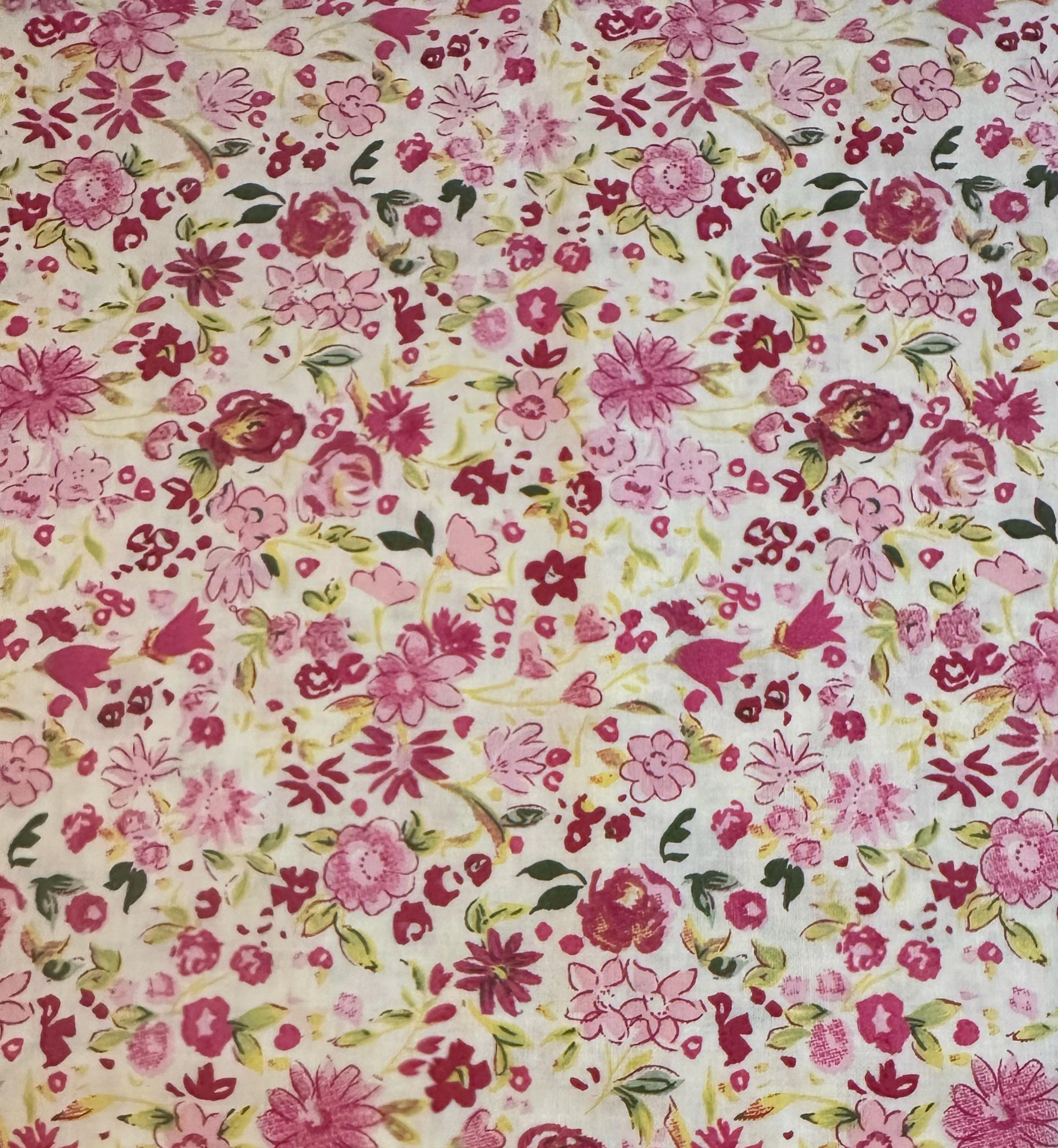 Cotton Floral Drawstring Bag, Handmade Drawstring Bag, Multiple Sizes ...