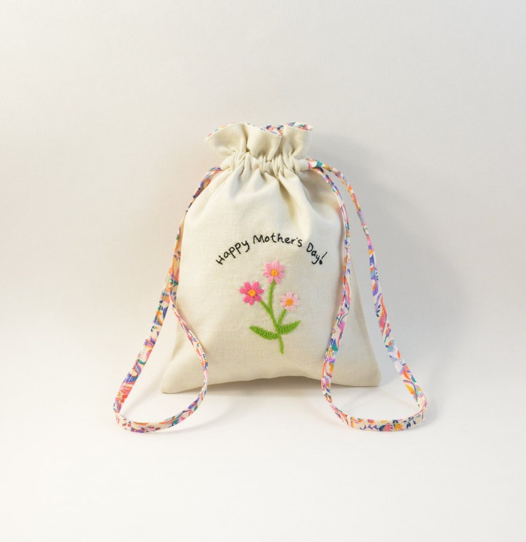 Mother's Day Drawstring Gift Bag, Mother’s Day Present, Fabric Gift Bag ...
