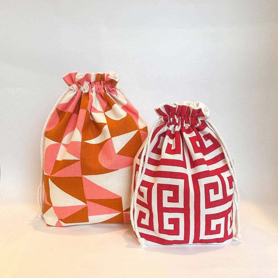 Canvas Drawstring Bag, Fabric Storage Bag, Geometric Pattern, Project ...