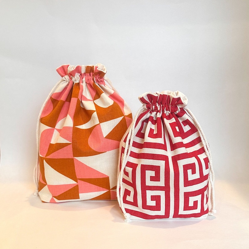 Canvas Drawstring Bag, Fabric Storage Bag, Geometric Pattern, Project ...