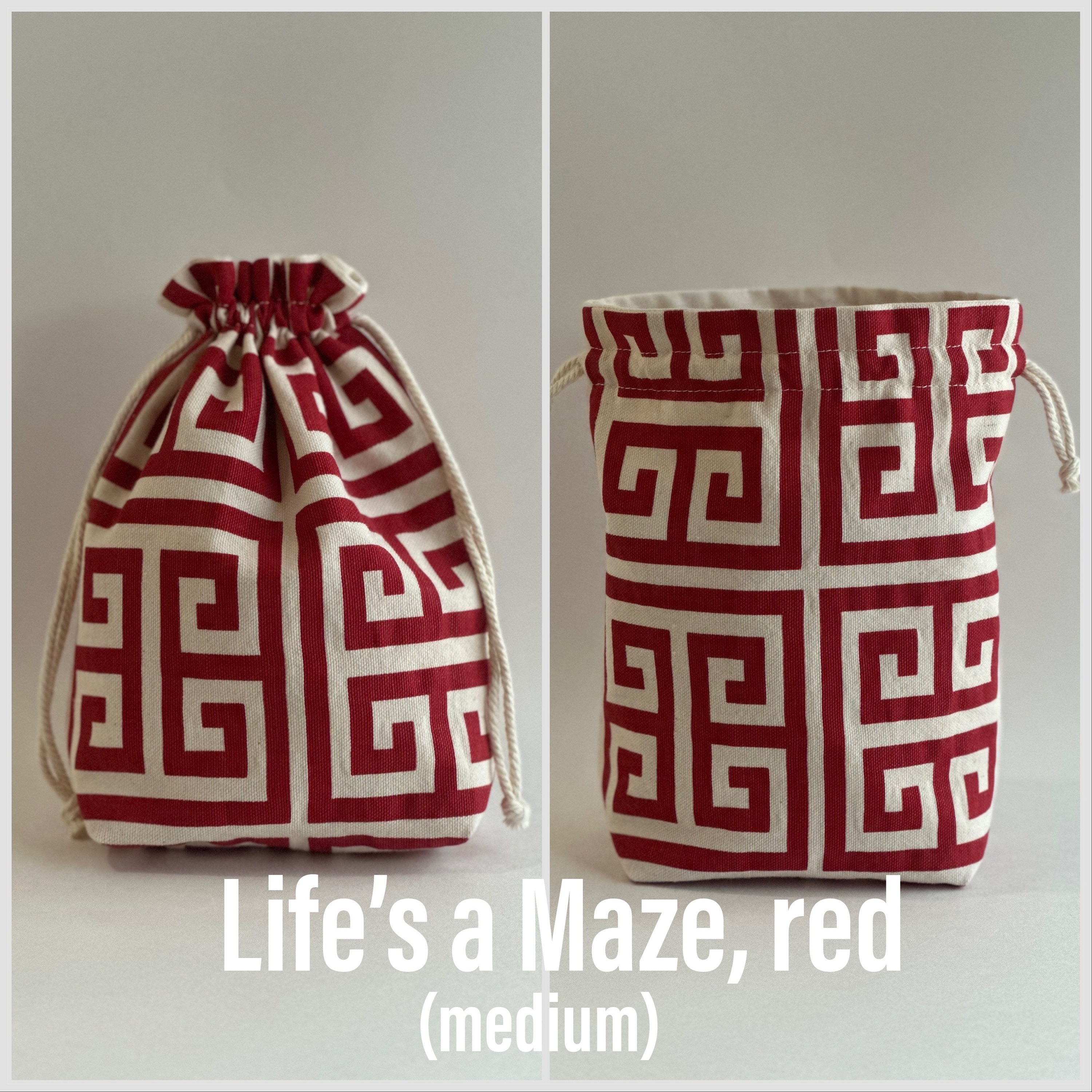 Canvas Drawstring Bag, Fabric Storage Bag, Geometric Pattern, Project ...