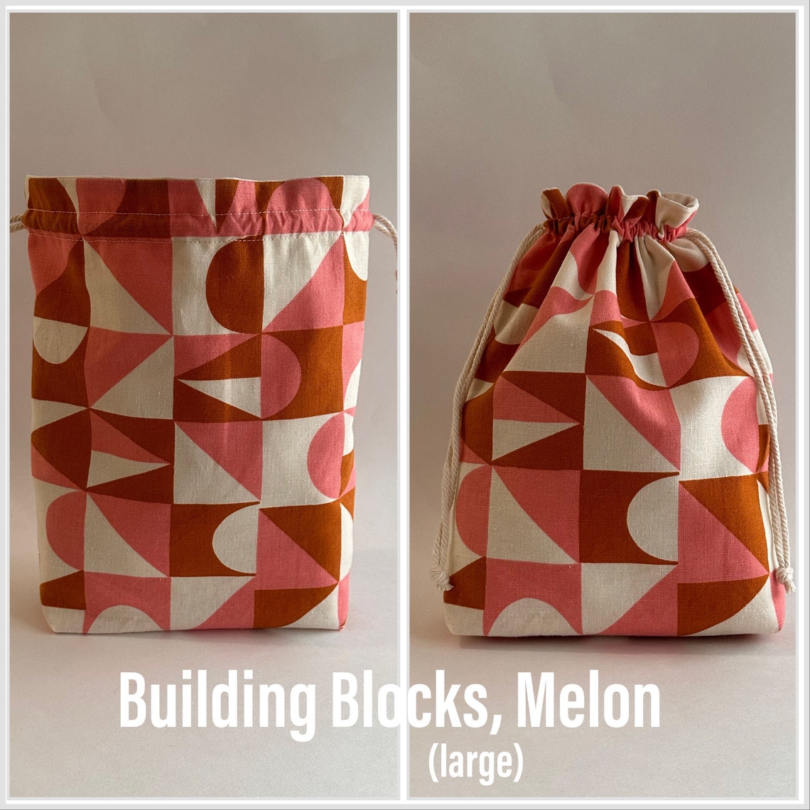 Canvas Drawstring Bag, Fabric Storage Bag, Geometric Pattern, Project ...