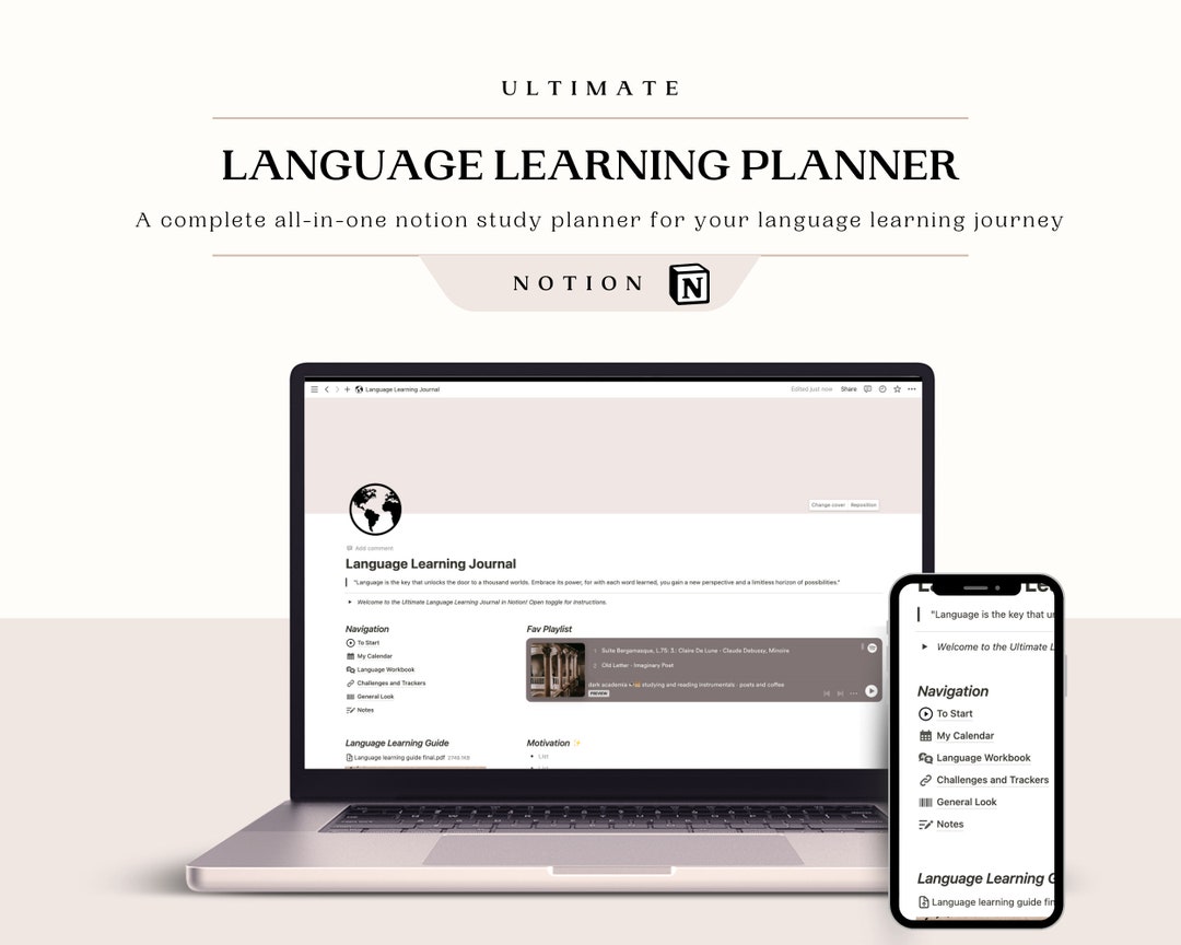 Ultimate Notion Language Planner Template New Language Planner Notebook ...
