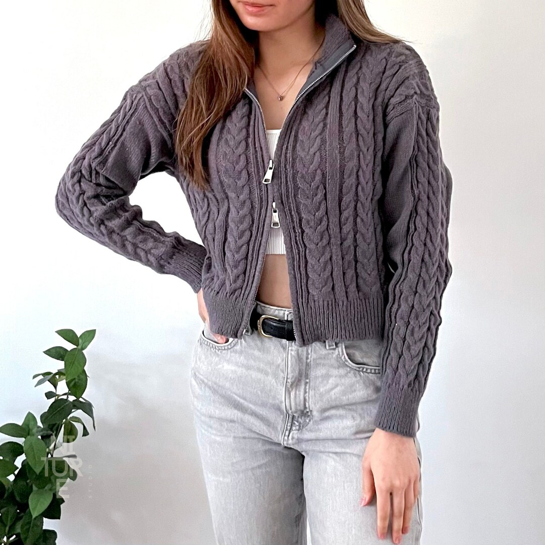 Fall Winter Korean Vintage Double Zipper Sweaters | Women's Solid Color ...
