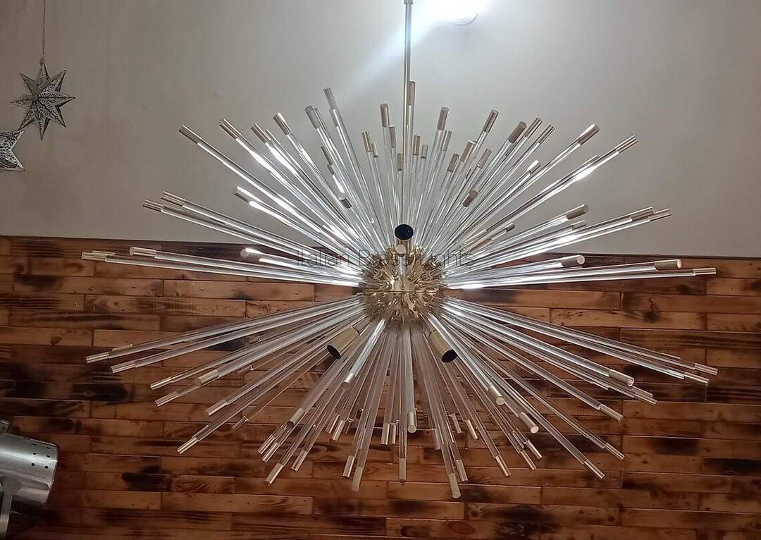 1950's Mid Century Glass Acrylic Spikes Sputnik Italian Ceiling ...