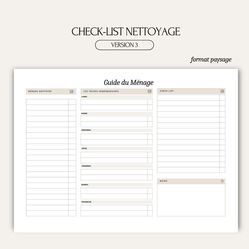 Cleaning Checklist in French, Canva Template, Cleaning Schedule ...