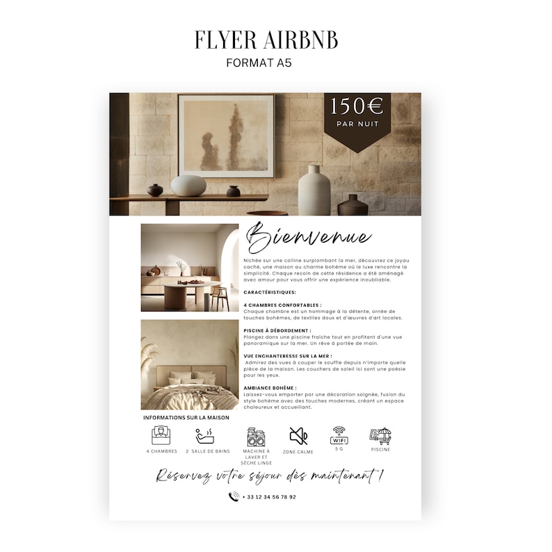 Airbnb A5 Flyer an Exceptional Canva Template for Your Vacation Rental ...