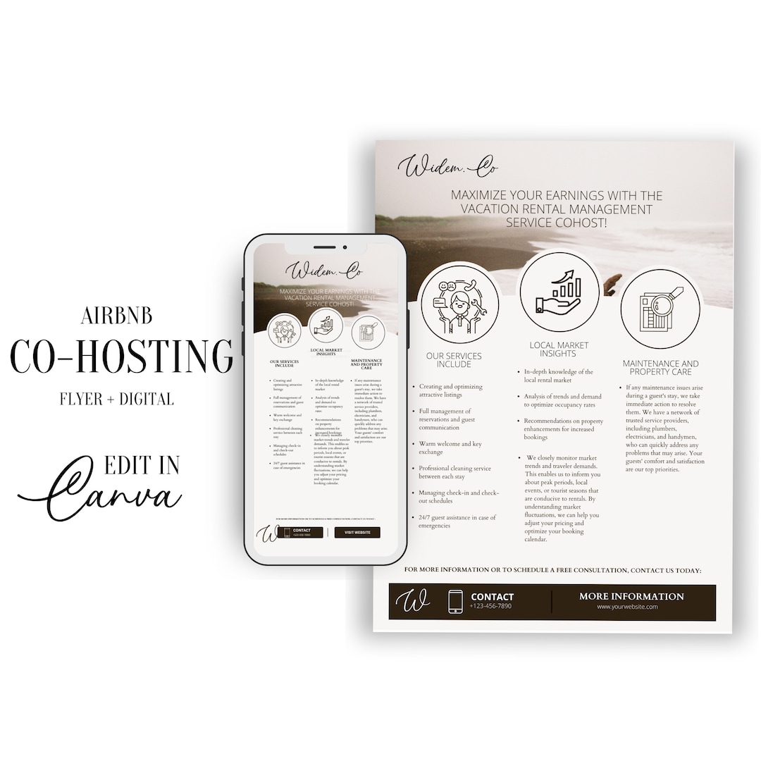 Co-hosting Airbnb Services Flyer Template, Vacation Rental Management ...