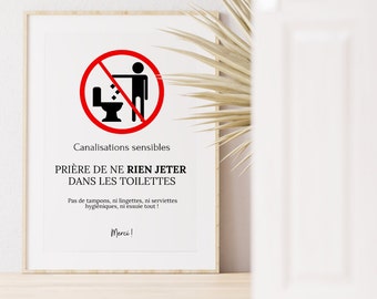 Affiches pour toilettes Ne rien jeter dans les toilettes Airbnb à ...