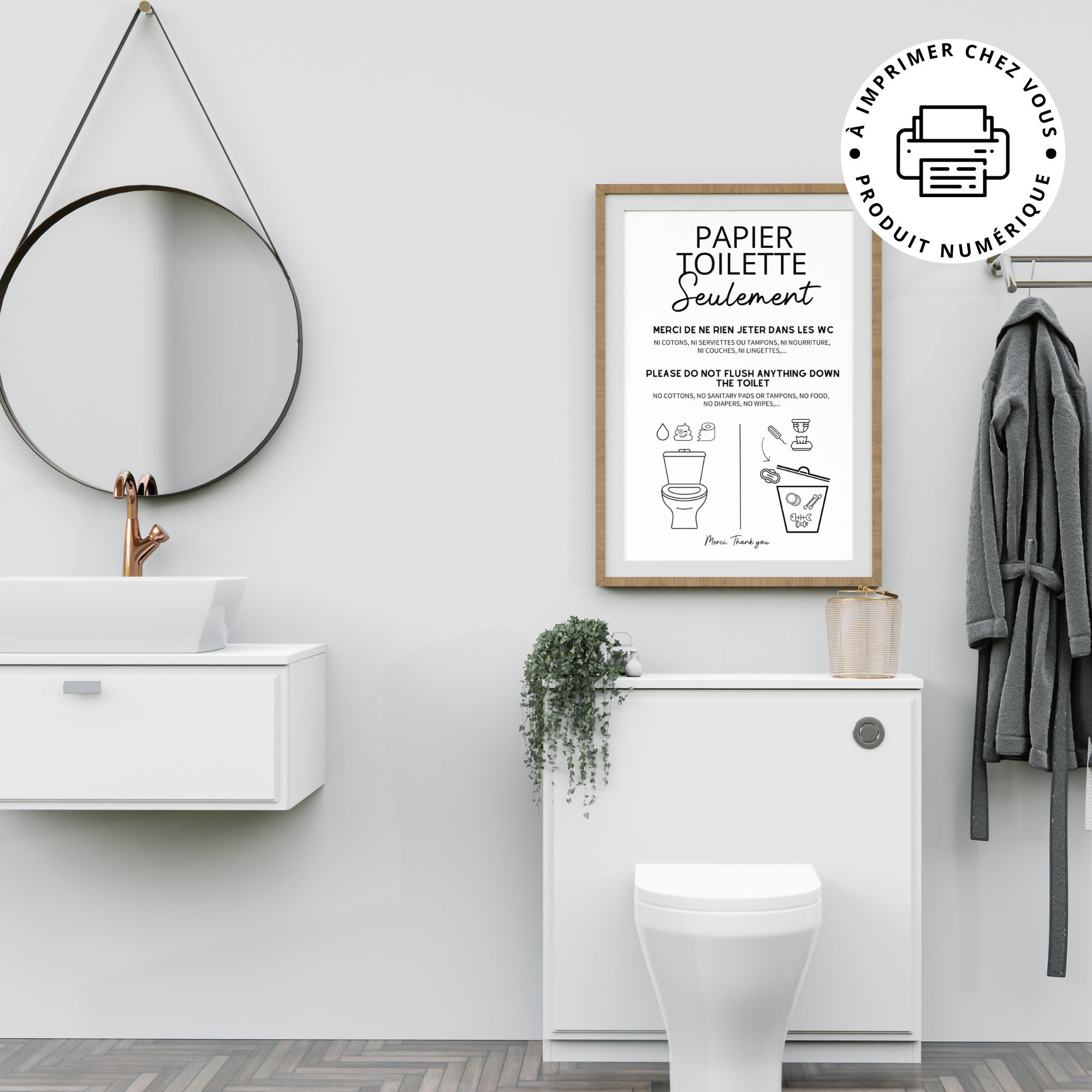 Do Not Throw Anything in the Toilet to Print, Poster in French and ...