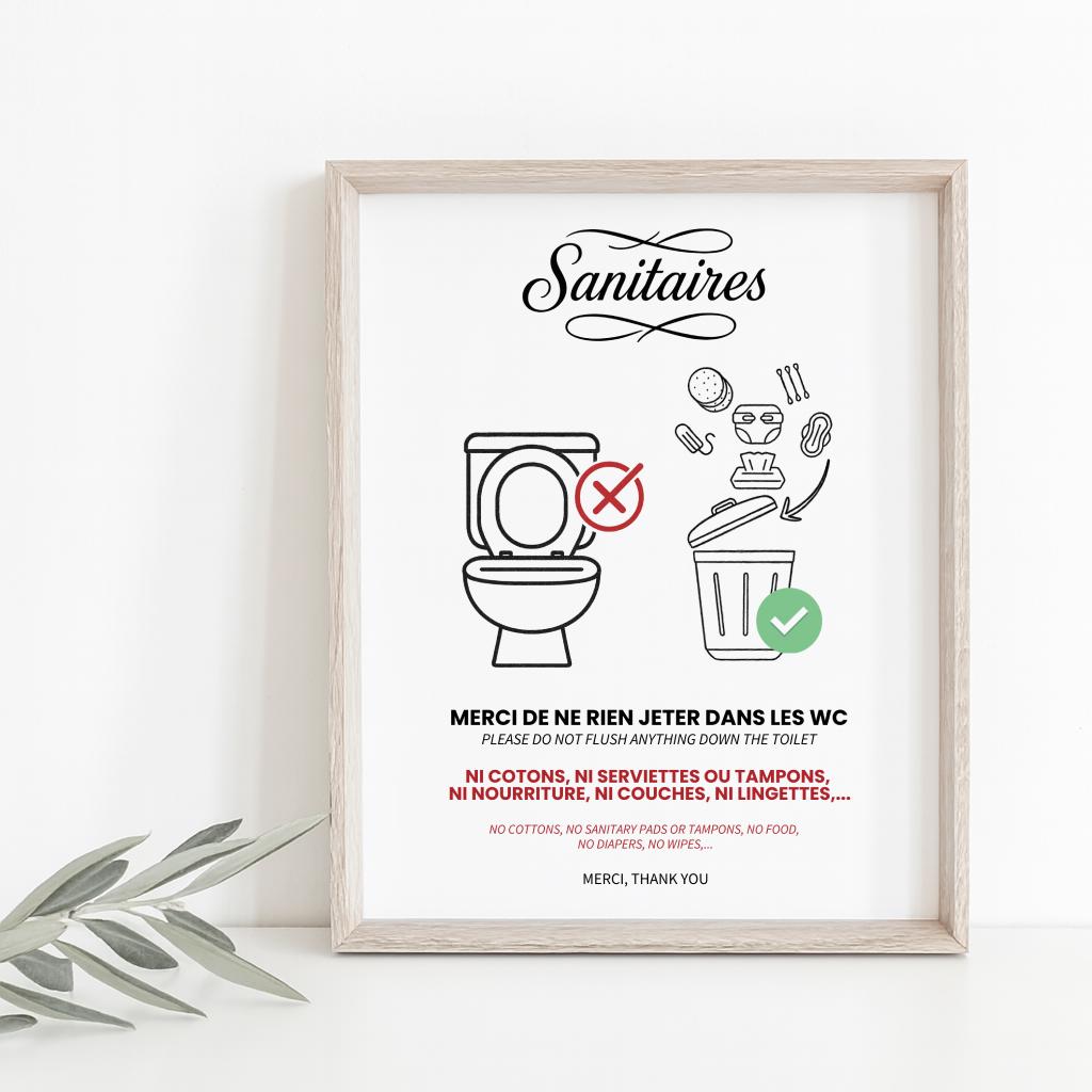 Affiche WC à imprimer : Ne rien jeter dans les Toilettes, en français ...