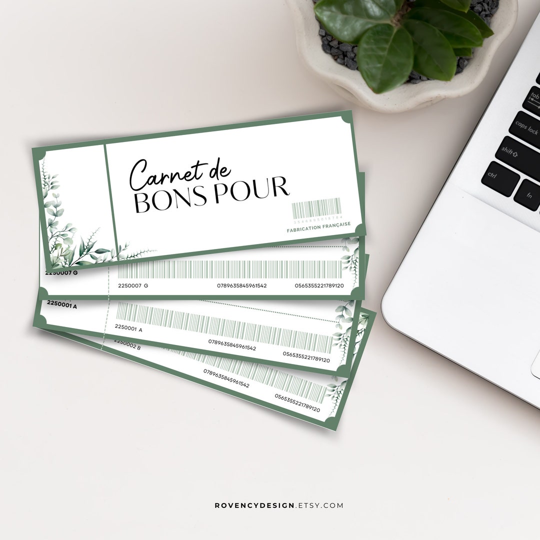 Checkbook of Vouchers to Print in French, Book of Gift Vouchers to Give ...