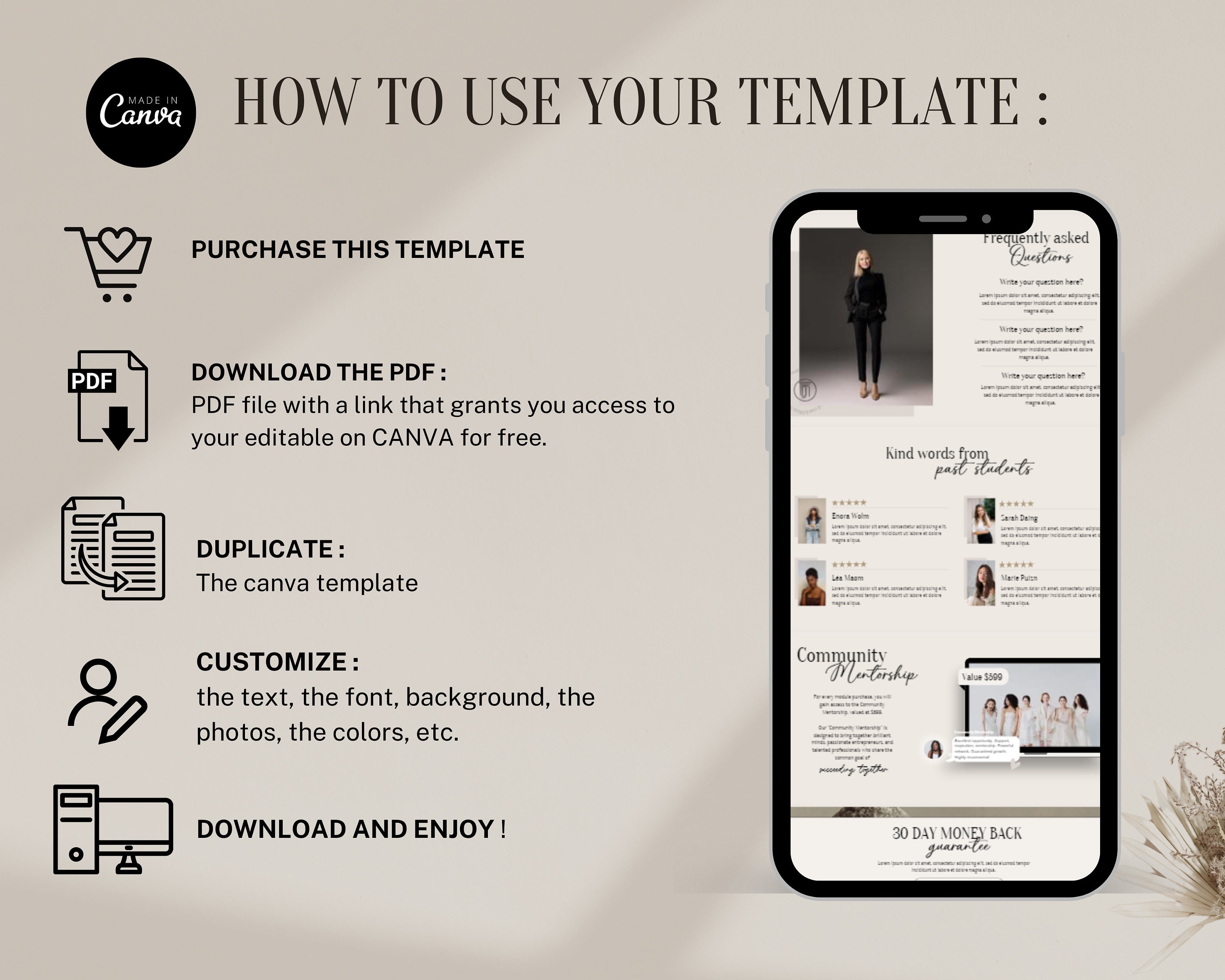 Canva Sales Page Template Coaching, Landing Page Template, Coaching ...