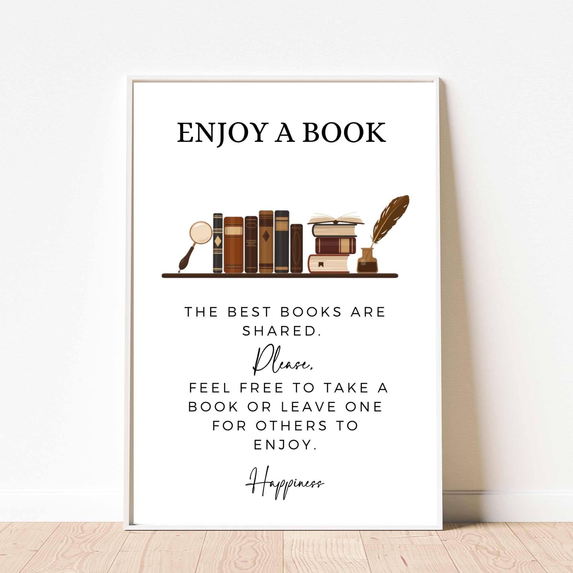 Airbnb Library Sign, Editable With Canva, Lending Library, Book Sharing ...