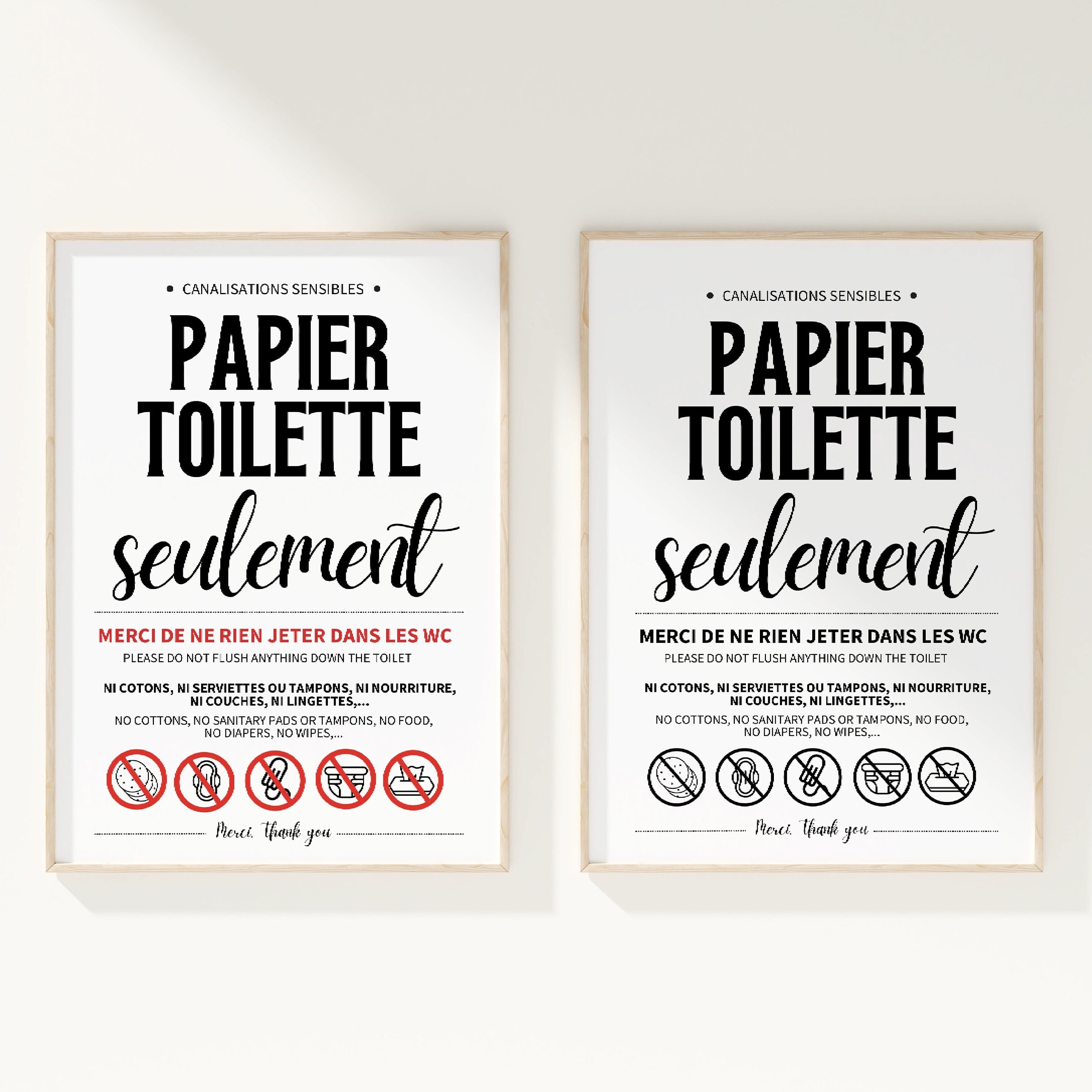 Affiches WC à imprimer : "Utilisez uniquement du papier toilette - Ne ...